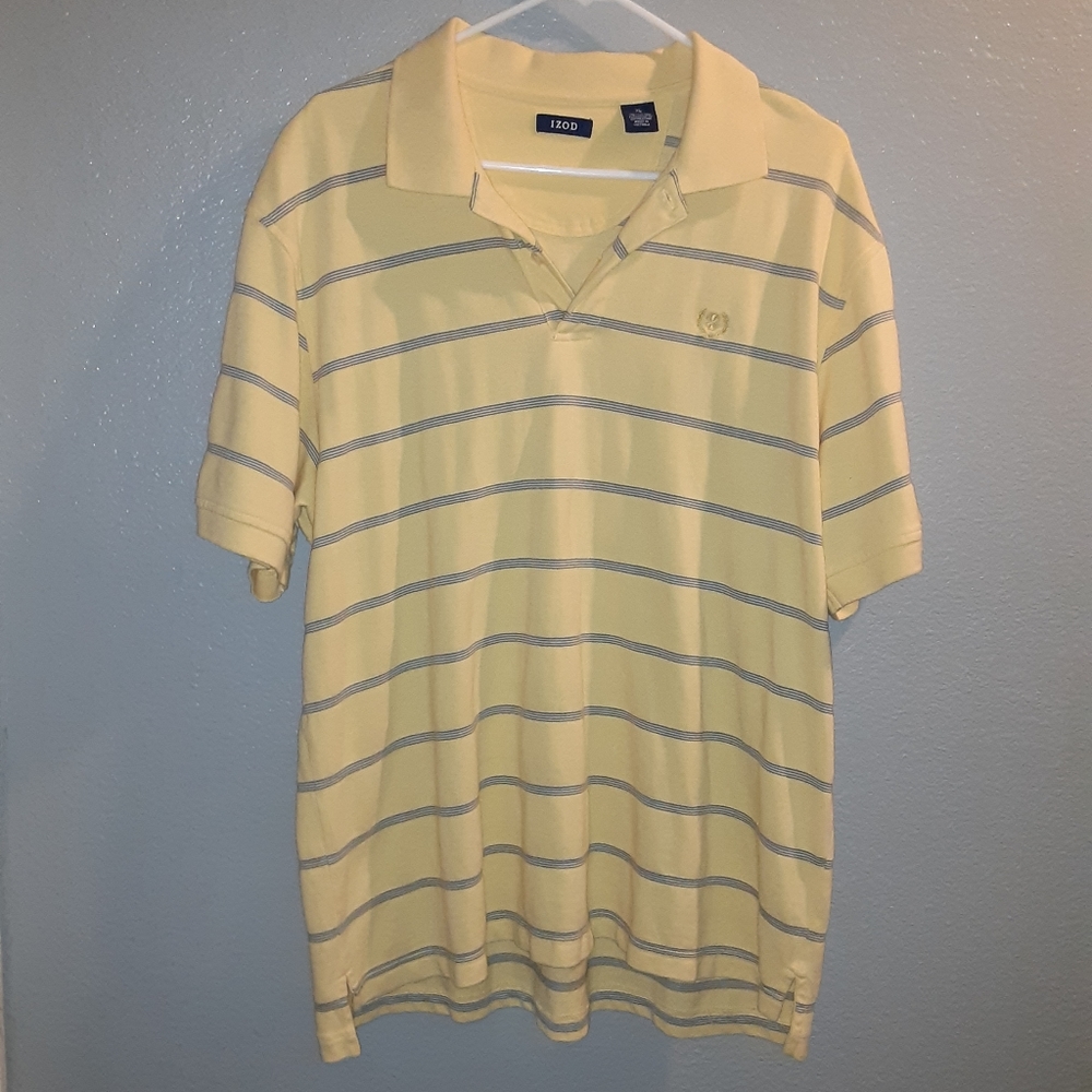 Izod Pastel Yellow Striped Polo Shirt - Gem